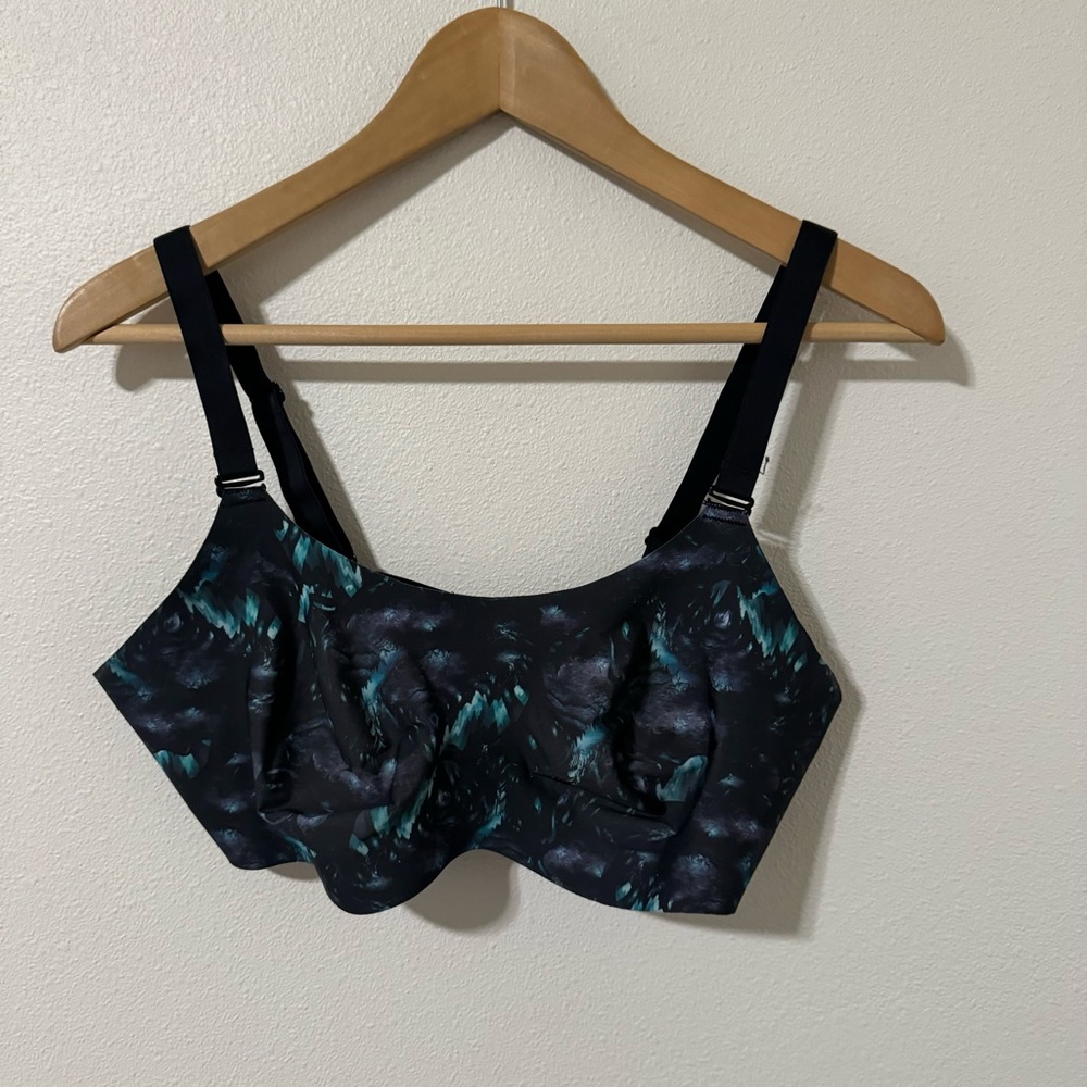 Knix Evolution Bra Wireless Seamless Blue Dark Floral… - Gem